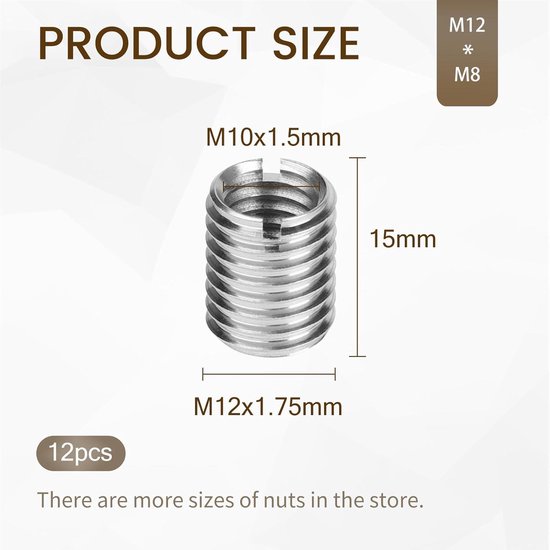Schroefdraadinzet M8 op M6 15mm inschroefmoer roestvrij staal schroefdraadbus met... | bol