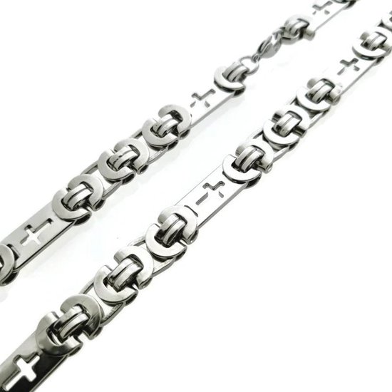 Aramat Jewels-Halskettingen-Stoere Rvs Koningsketting met Kruisjes ...