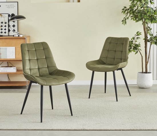 Colenis® - Quadra Eetkamerstoel - Set Van 6 - Groen - Fabb Stof ...