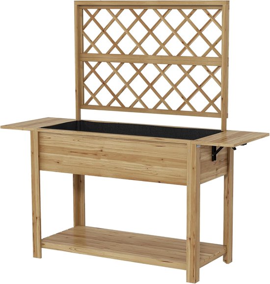 Verhoogde Moestuin met Latwerk en Opbergruimte - Rechthoekige ...