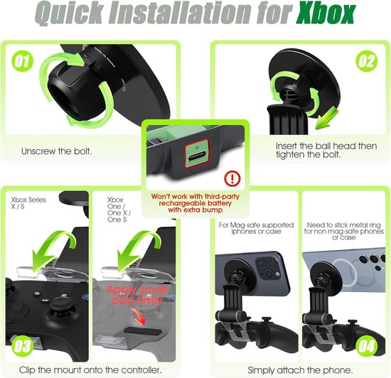 Verstelbare Mag-Safe Telefoonhouder voor Xbox Series X/S-controller ...