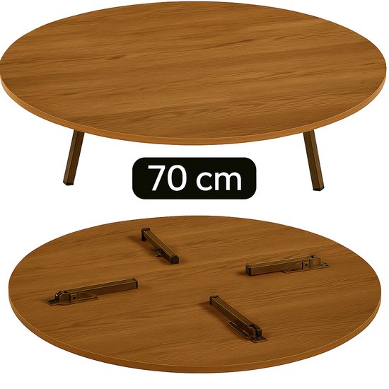 Sofra ronde grond houten tafel met inklapbare poten Ø70cm - bruin | bol