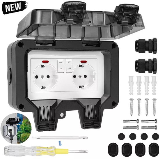 Buitenstopcontact-dubbel stopcontact-Waterdicht Stopcontact Buiten-IP66 ...