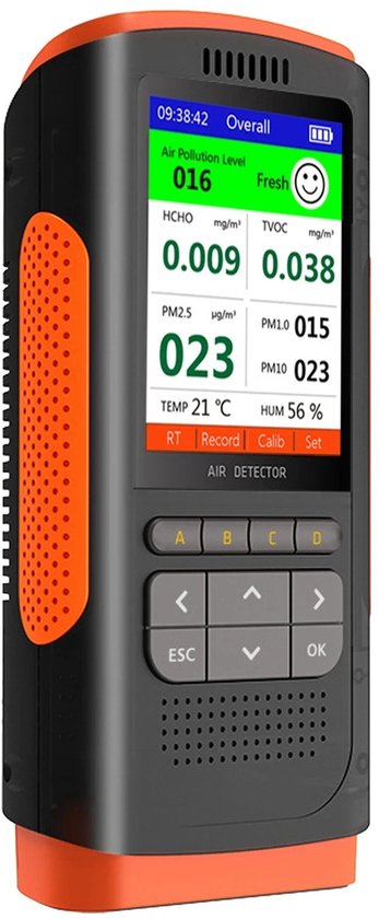 Fijnstofmeter - Luchtkwaliteitsmeter Voor Binnen - Co2 Meter - Zwart en ...