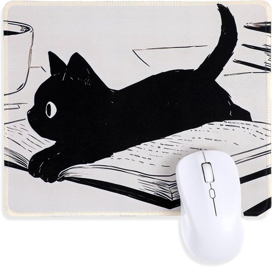 Leuke anime muismat zwarte kat met antislip basis - Kawaii ...