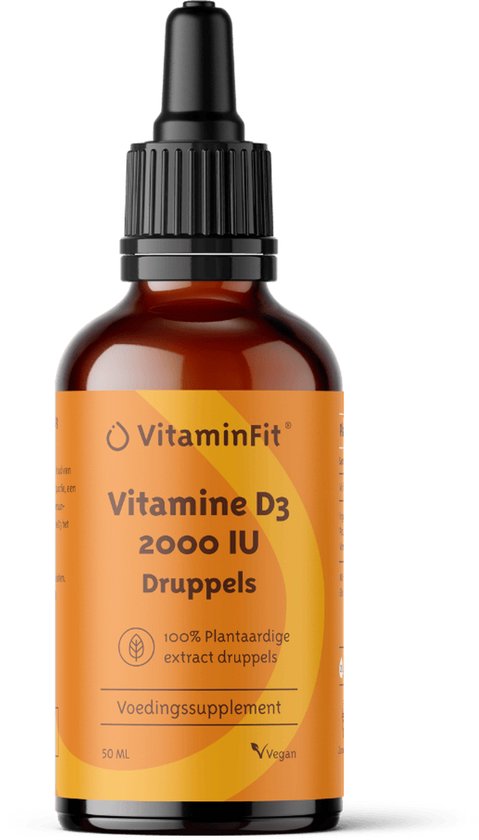 VitaminFit Vitamine D3 2000 IU/50mcg Druppels - 100% Natuurlijk ...