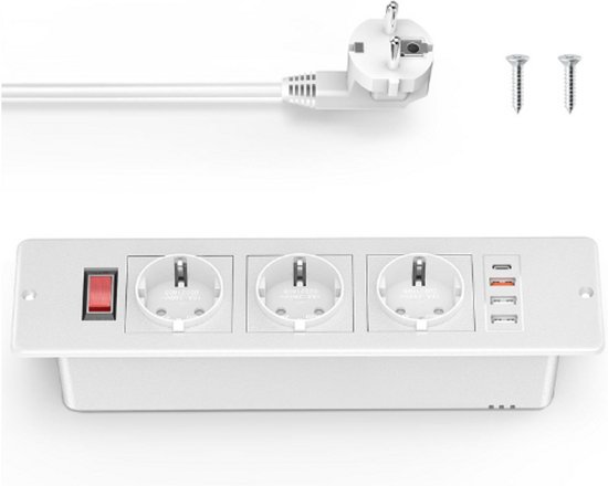 Tafelstopcontact Met USB-C, PD 20 W, Inbouwstopcontact, 3-Voudige ...