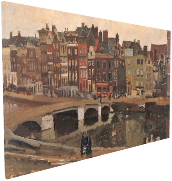 Het Rokin te Amsterdam Stadsgezicht Schilderij 1897 - George Hendrik ...