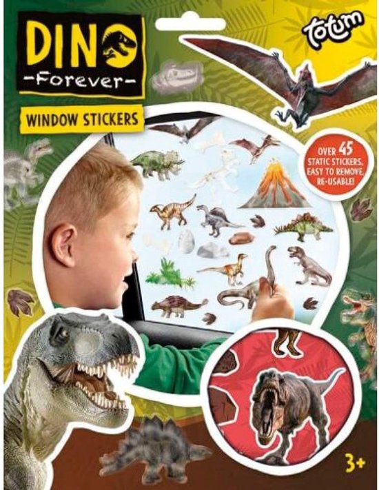 Dino Raamstickers met Meer dan 45 Herbruikbare Dinosaurus Stickers voor ...