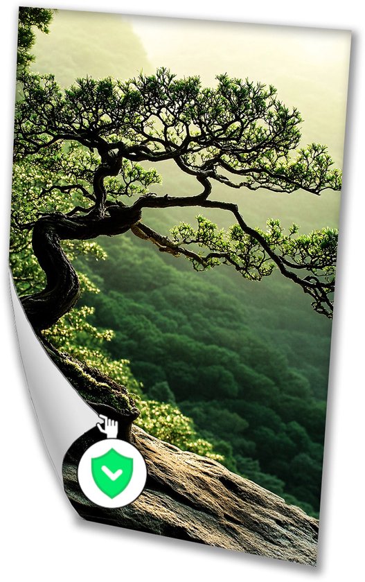 Bonsai op rots met landschap - Bonsai poster - Posters boom - Japandi ...