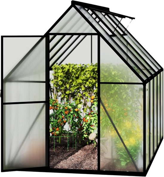 NAIZY Broeikas, aluminium tuinkas, met 6 cm fundering en 4 mm pc-plaat ...