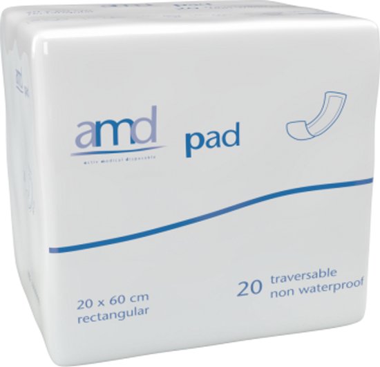 AMD Pad Rectangular - Doorlaatbaar 20 x 60 cm - 4 pakken van 20 stuks | bol