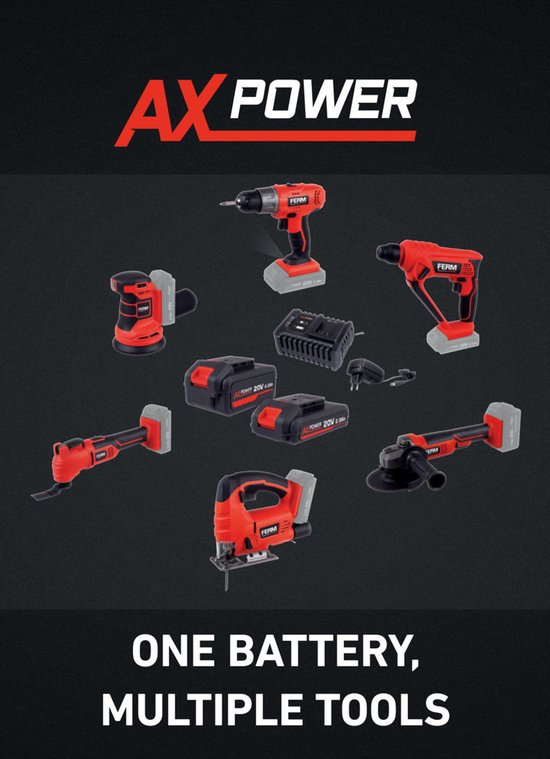 FERM AX-POWER Accu 20V 4.0Ah - Voor alle FERM AX-Power & FX-Power ...