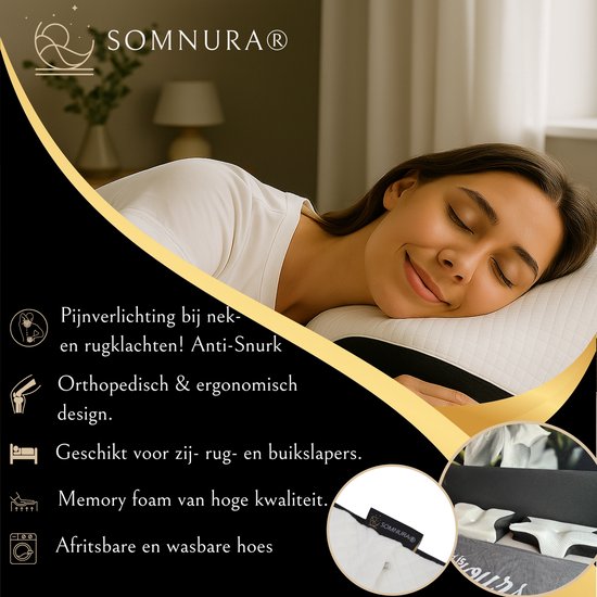 Somnura® Hoofdkussen voor slaapapneu - Tegen nek- & rugklachten - 2026 ...