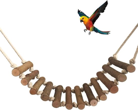 Natuurlijke Touw Hout Ladder Vogel Schommel Speelgoed - Klimbrug voor Dwergpapegaaien,... | bol