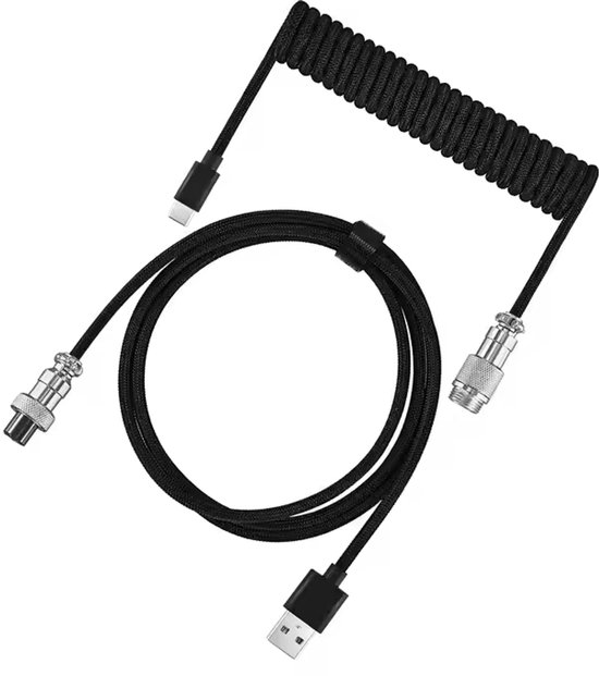 Coiled Cable - Zwart - USB-C Naar USB-A - Mechanisch Toetsenbord Kabel ...