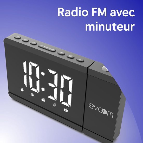 Wekker Slim UP EV304571 met 2 USB-poorten, radio, thermometer, snooze ...