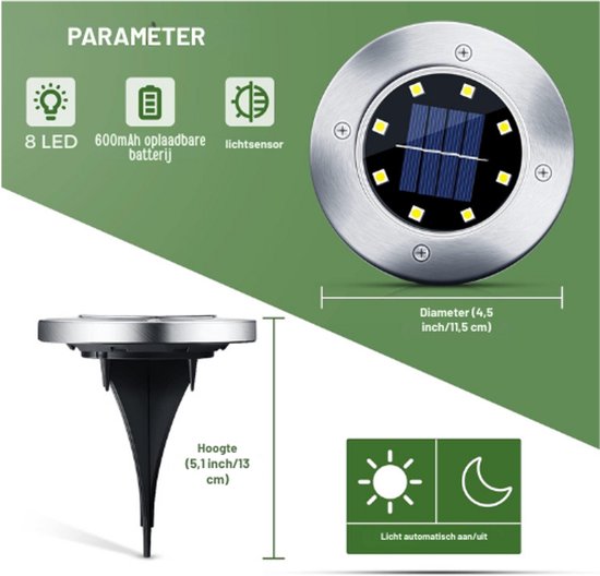 8 Solar Led Buiten Tuin Grondlampen - Waterdicht - Buiten Solar Lampen ...