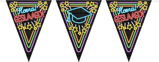 Q2P - Geslaagd Slinger – Neon Vlaggenlijn – 10 Meter – Graduation ...