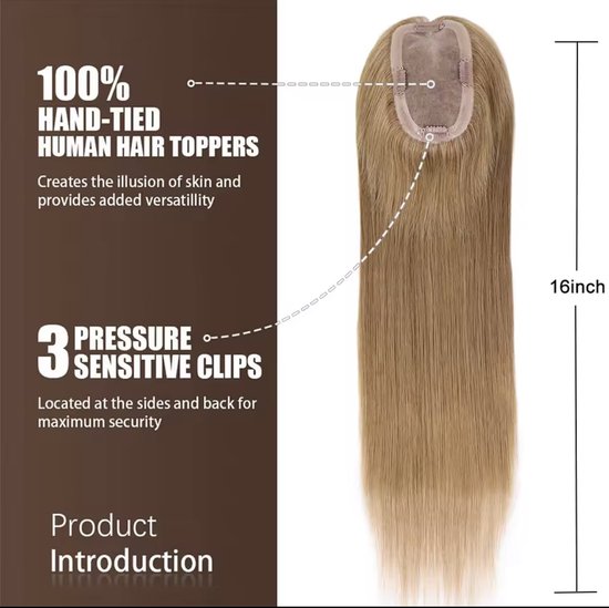 Haar Topper]TopperJasmin]40cm]haarstuk]Echt haar]The Hair Label | bol