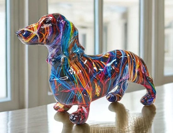 Home - Tekkel - Teckel - Polystone beeld - Multi Colour - Groot 26.5 x ...