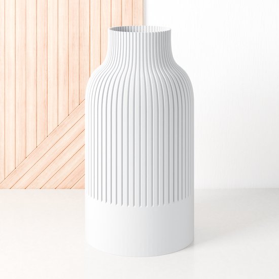 Fleuriek - Brede Vaas - Wit - H40 cm - Japandi Vaas - Minimalistisch ...