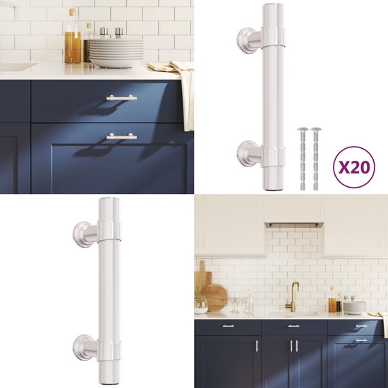 vidaXL Handvatten 20 st 64 mm roestvrij staal zilverkleurig - Handvat ...