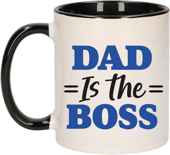 Bellatio Decorations Cadeau koffie/thee mok papa - zwart oor - pap is de baas - 300 ml... | bol