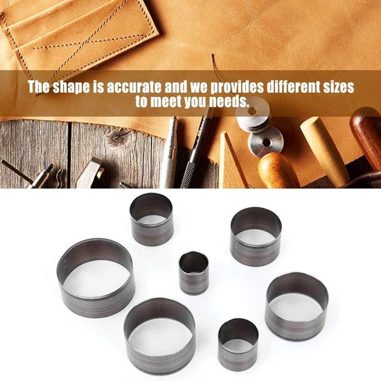 Zeven-delige Lederen Ponsen Set voor DIY Ronde Vormen met Cirkel Cutter ...