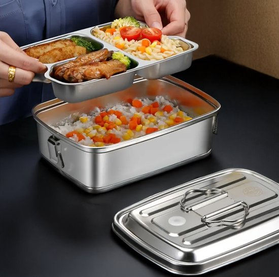Dutchers® RVS Lunchbox 2000ml – Grote Broodtrommel – BPA-vrij & Lekvrij ...