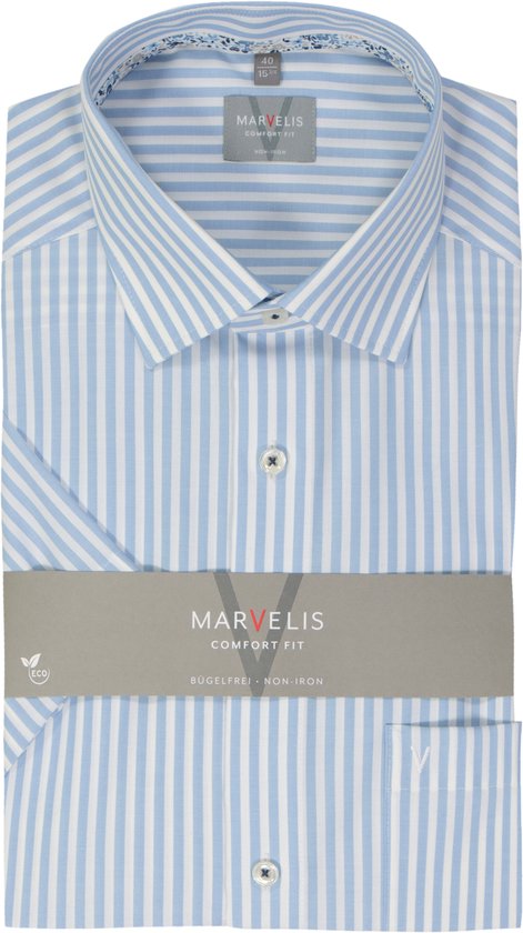 MARVELIS comfort fit overhemd - korte mouw - popeline - lichtblauw ...