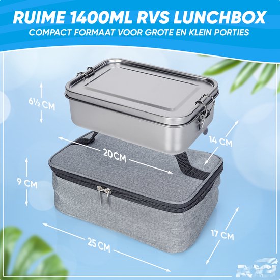 Rogi Broodtrommel - Lunchbox - Brooddoos - Inclusief Koeltas - Bento ...