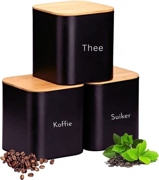 Keukendozenset 3-Delig – Opbergdozen Voor Koffie, Thee & Suiker ...