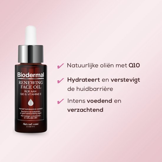 Biodermal Renewing Face Oil - Gezichtsolie met Q10 - Anti-aging - 30ml ...