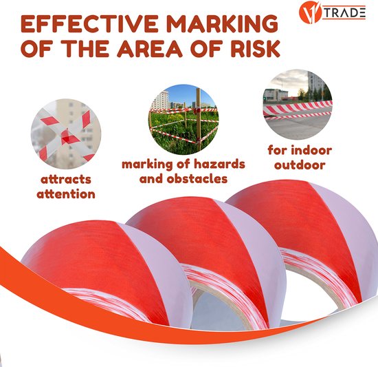 V1 Rood-wit afzetlint 75mm x 100m - rood-wit waarschuwingslint - goed ...