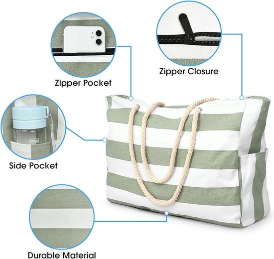 Strandtas XXL familie strepen weekender - dames badtas waterdichte tas ...