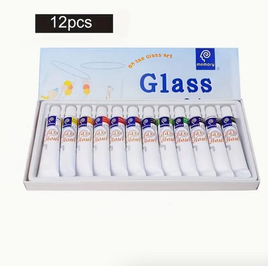 12x12ml Sneldrogende Glasverf Set - Waterdichte Transparante Verf voor ...