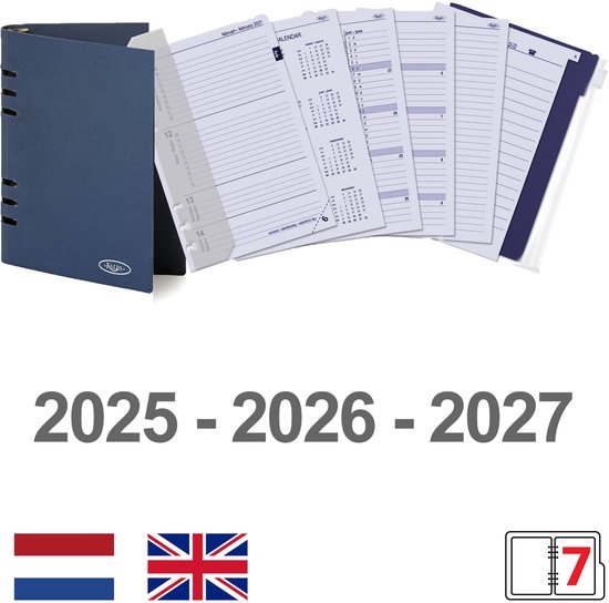 Kalpa 210 x 144 mm A5 Agenda Navulling Week NL EN + opbergmap 2025 2026 2027 | bol