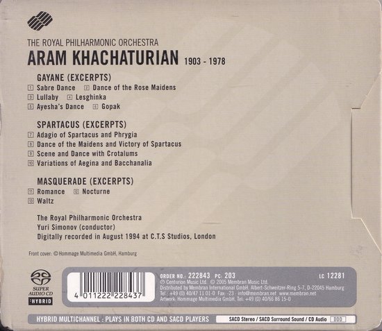 Khachaturian: Symphonic Highlights from "Gayane," "Spartacus ...