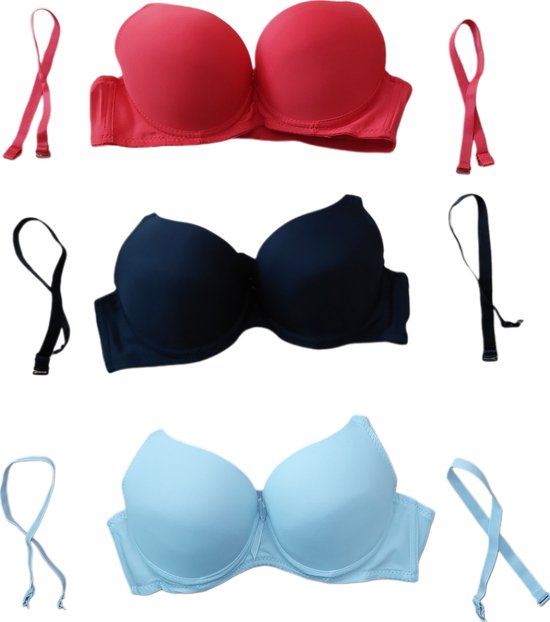 Dames - Push UP BH - Set van 3 - Strapless - Voorgevormd - Merk ...