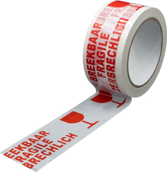 Waarschuwingstape Breekbaar Wit - Breekbaar tape - Markeringstape ...
