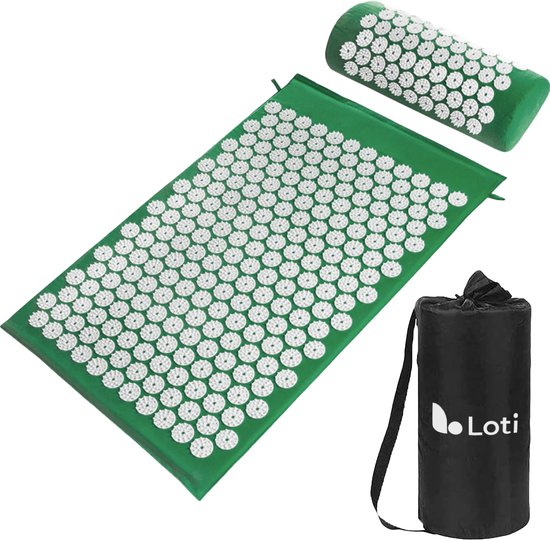 Loti Spijkermat met Spijkerkussen – Donkergroen/Wit – Acupressuur Mat ...