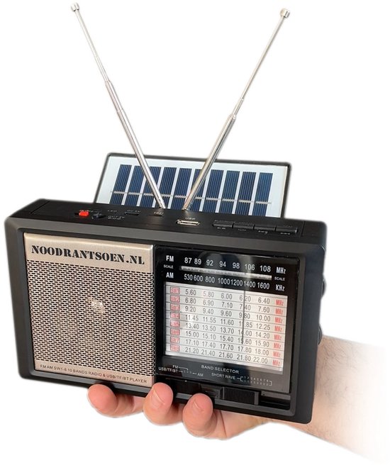 Tip: Noodradio wereldontvanger met XL zonnepaneel en bluetooth | bol