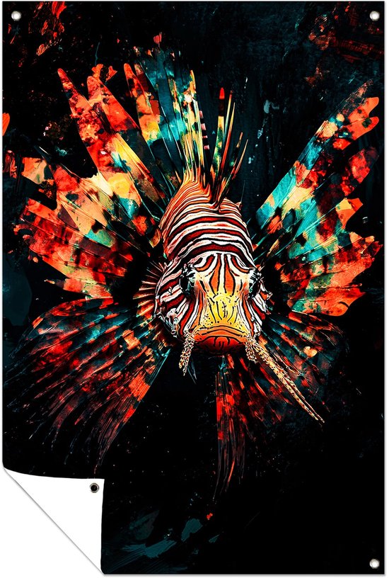 Lionfish in neon kleuren - Lionfish buitenposter - Tuinschilderijen ...
