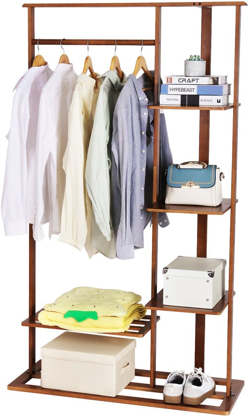 unho Bamboe Kledingrek - Draagbare Open Garderobe voor Hangende Kleren ...