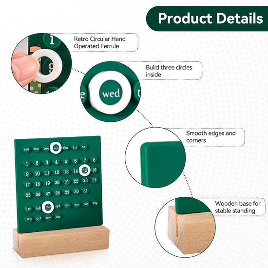 Handmatige Instelling Perpetual Calendar Wood Base Desktop Kalender ...