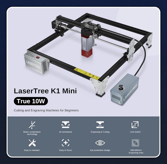 LASER TREE K1 Mini 10W Laser-graveermachine met luchtpomp, 10W ...