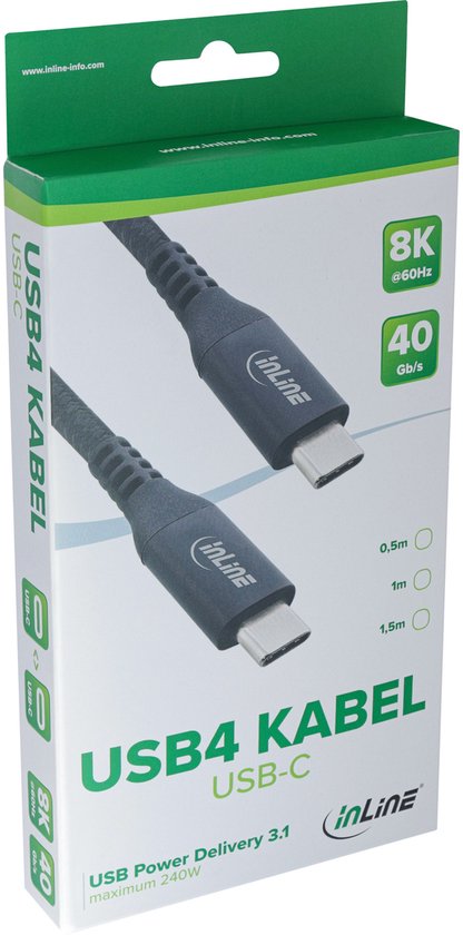 USB-C Kabel - USB 4 Gen 3x2 - 0,5 meter - Zwart | bol