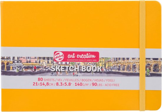 Schetsboek 80 Bladen A5 Goudgeel - Ideaal voor Tekenen en Journaling | bol