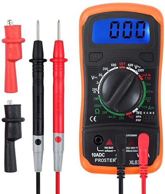 Geschikt voor Multimeter 2000 Counts LCD Multimeter Tester met Test ...